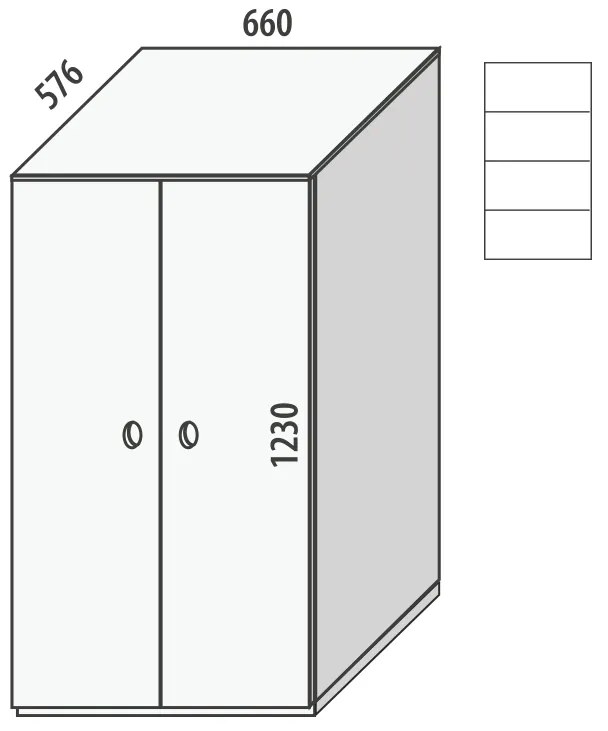 Skříň 2-dvířková Domestav D503 Materiál: Smrk, Povrchová úprava: Přírodní provedení