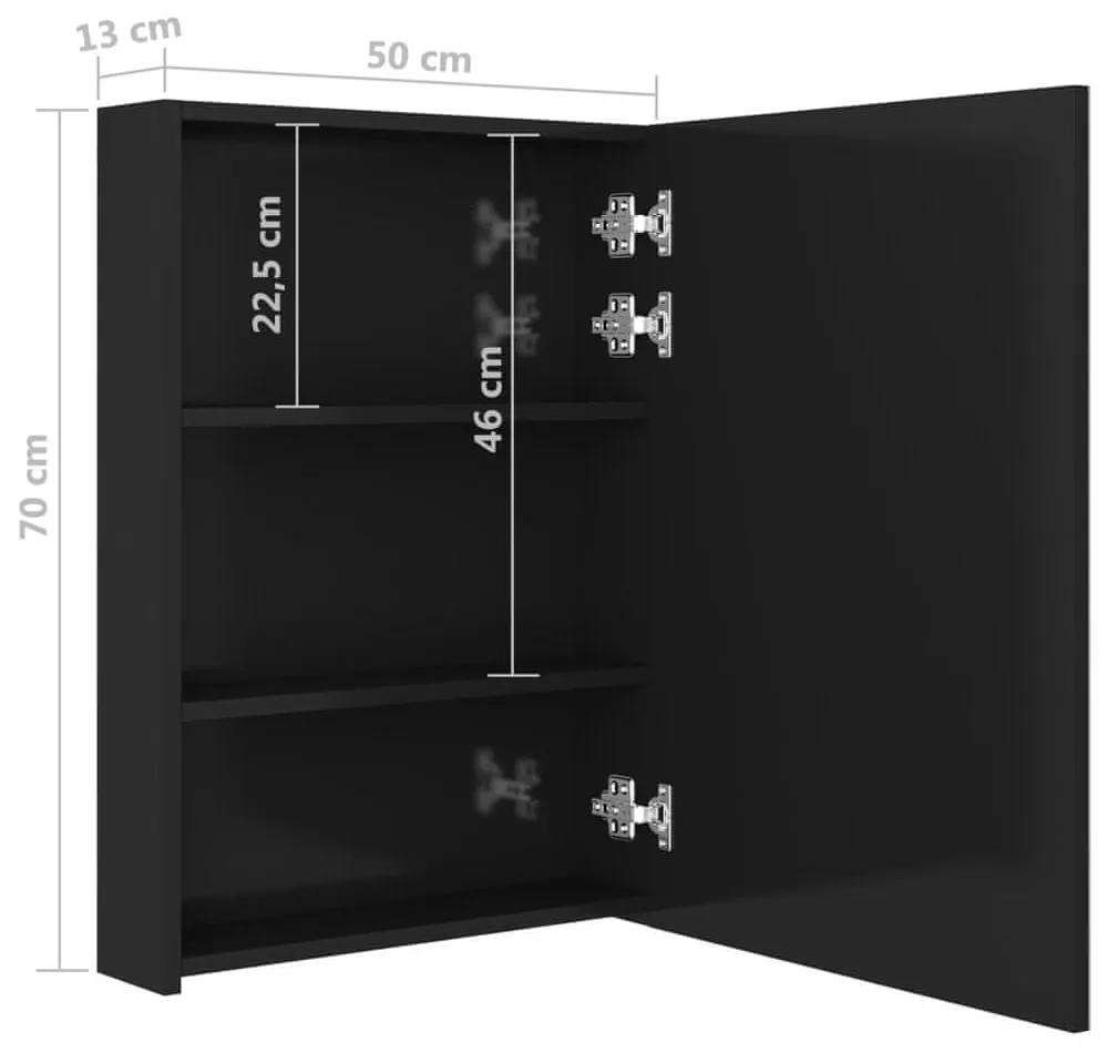 Petromila LED koupelnová skříňka se zrcadlem zářivě černá 50 x 13 x 70 cm