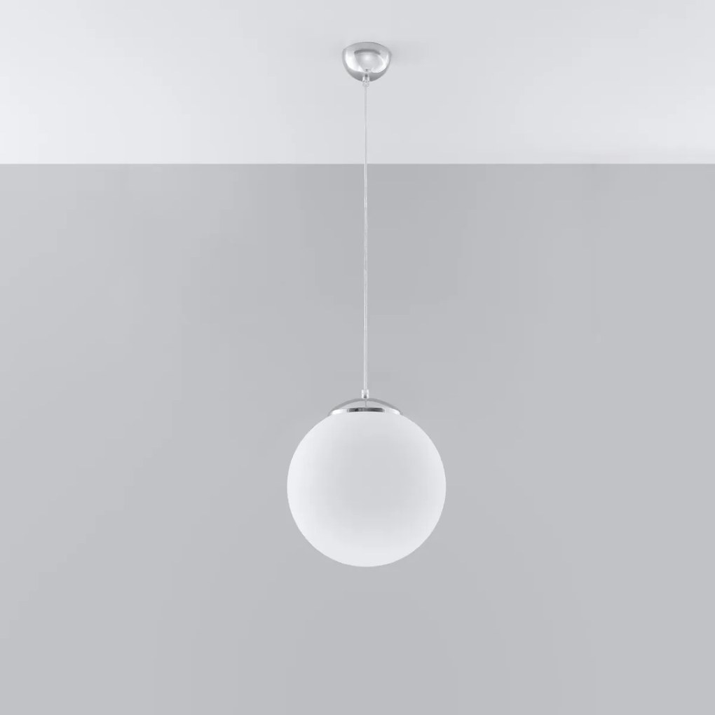 Závěsné svítidlo Ugo, 1x bílé skleněné stínítko, (fi 30 cm), ch