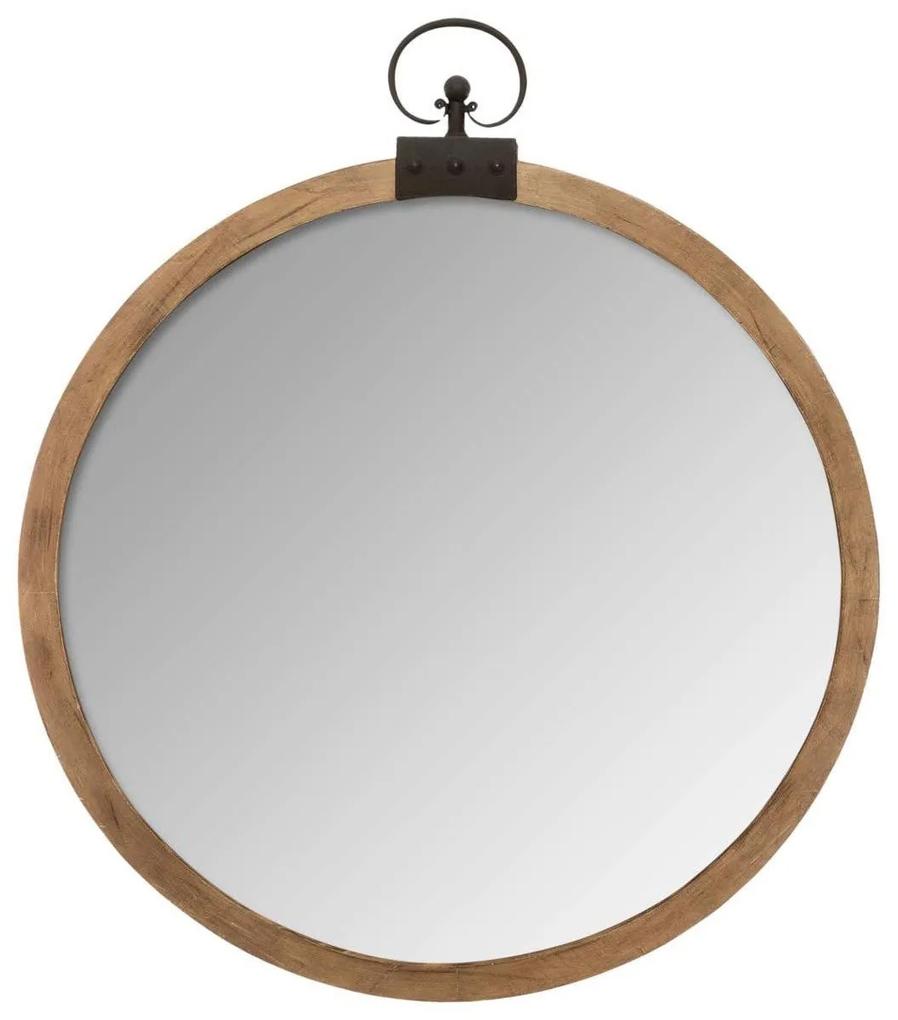 Ozdobné zrcadlo s dřevěným rámem, průměr 74 cm | BIANO