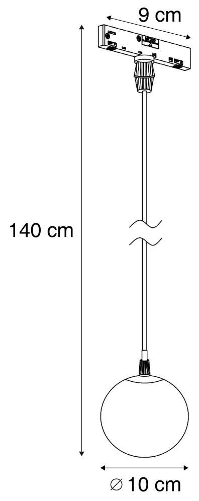 Moderní závěsné svítidlo černé s bílým sklem pro 1fázový kolejnicový systém - Slimline Eira