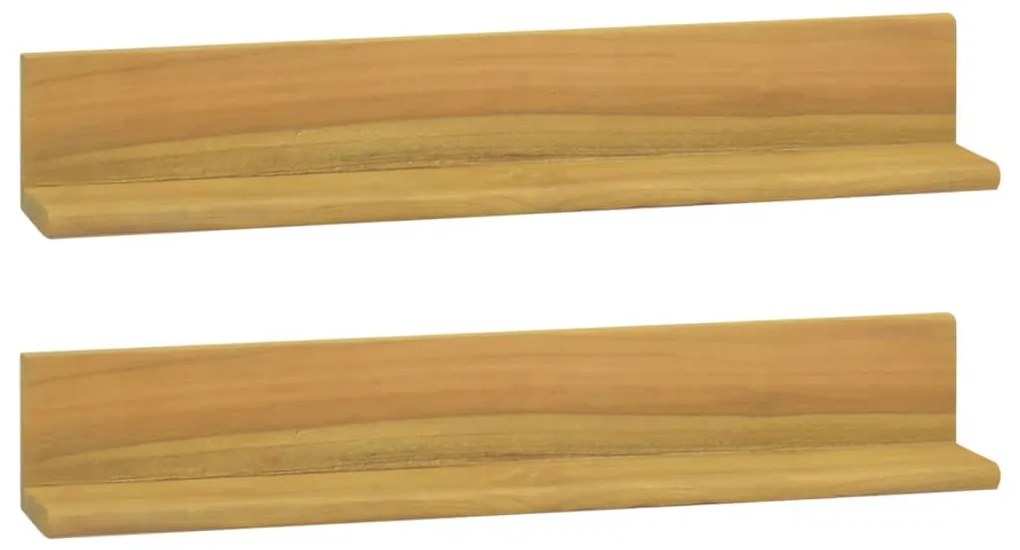Nástěnné police 2 ks 60 x 10 x 10 cm masivní teakové dřevo - Default Title