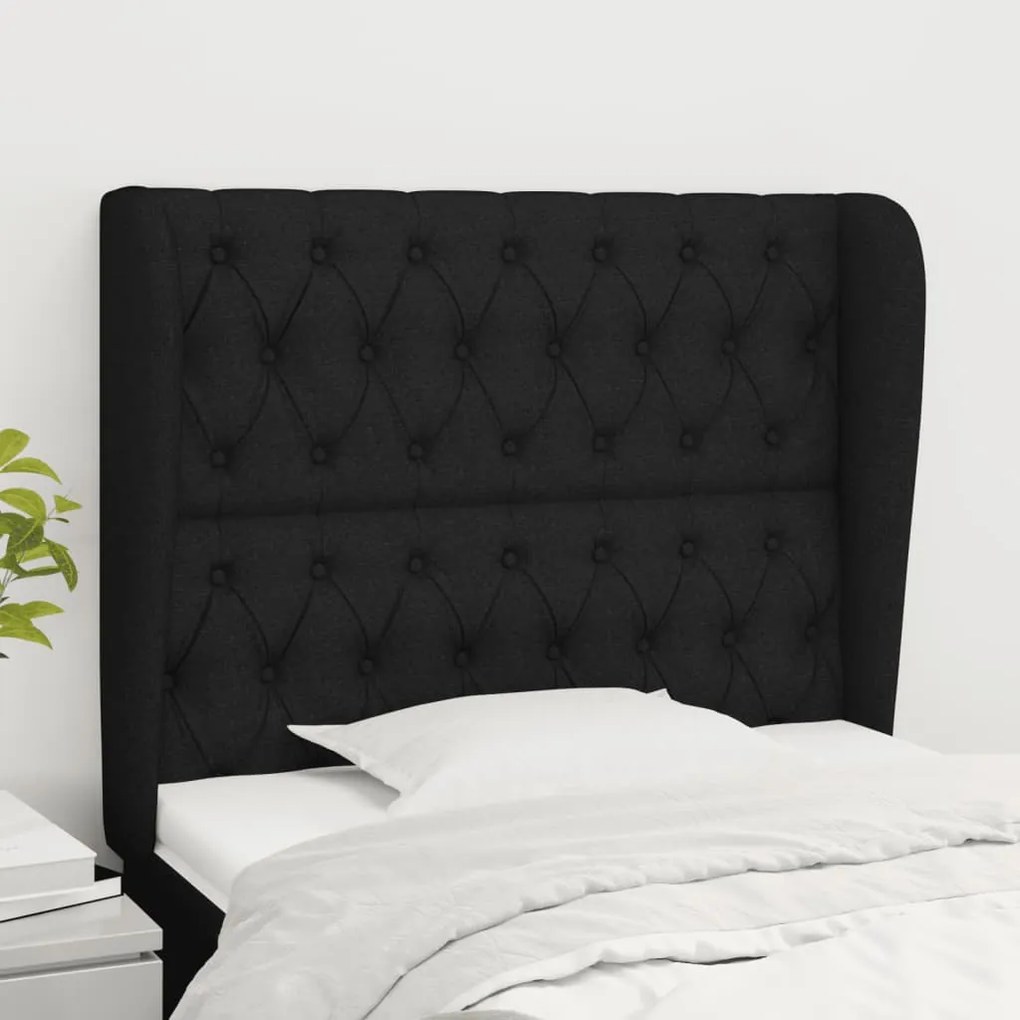 Čelo postele typu ušák černé 103x23x118/128 cm textil 3118284