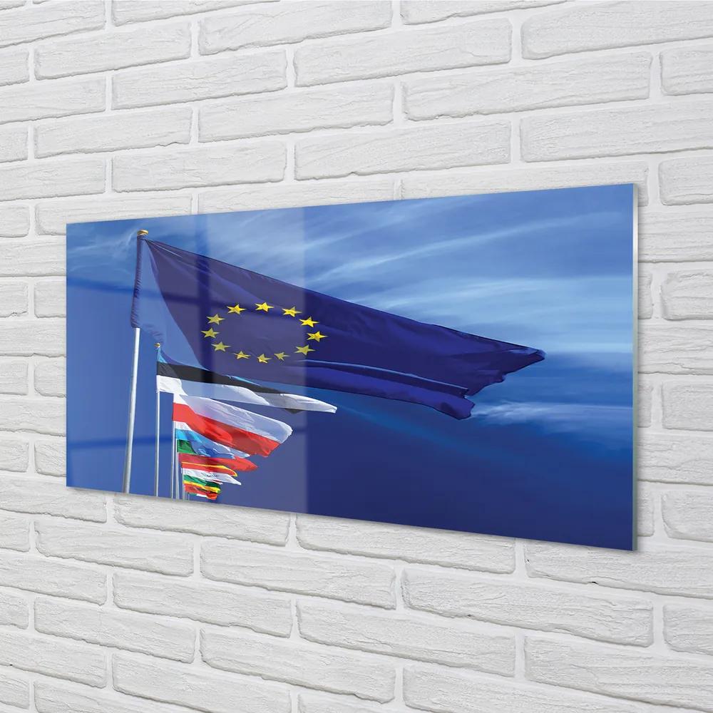 akrylový obraz různé vlajky 125x50 cm