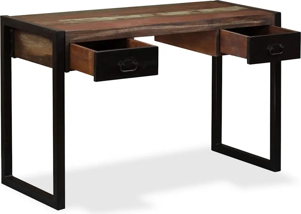 Psací stůl s 2 zásuvkami masivní recyklované dřevo 120x50x76 cm 244905