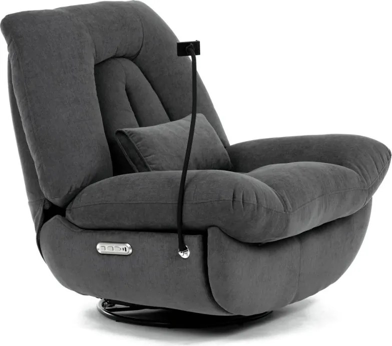 Polohovací křeslo TV-7081 GREY2, elektrické zabudované ovládání, látka, šedá (118 x 112) cm