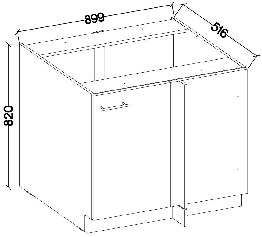 STILO bb | dolní skříňka 105ND 1F rohová s policí | 105x60 cm | bílá/bílá mat | UNI dvířka