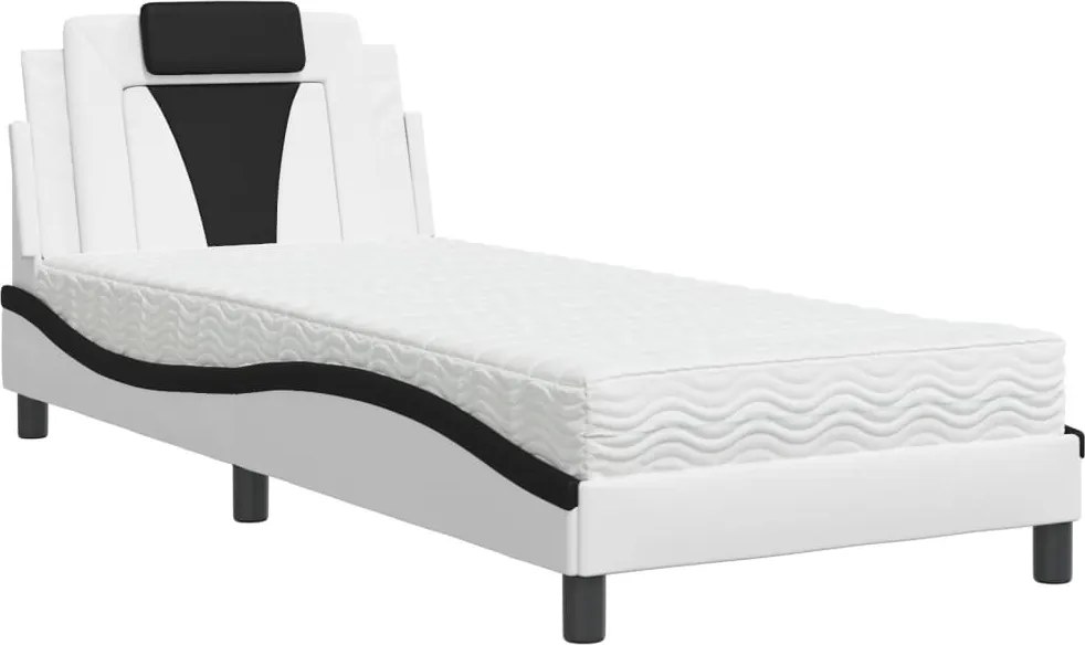 Postel Viana s matrací bílá a černá 90 x 190 cm umělá kůže 3208767