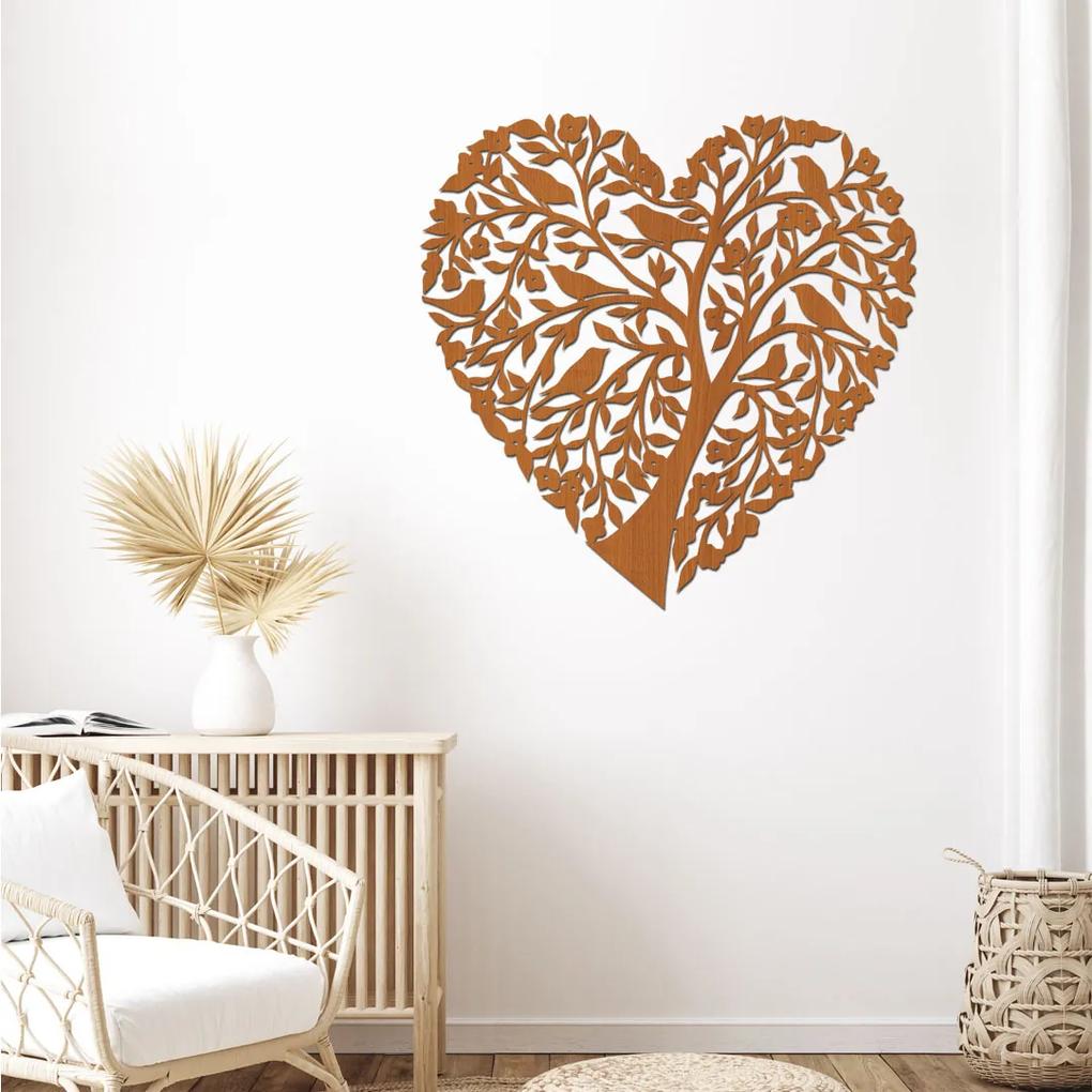 dřevo života Dřevěná dekorace na zeď ZPÍVAJÍCÍ SRDCE Barevný vzor: Ořech, Rozměry (cm): 40x40