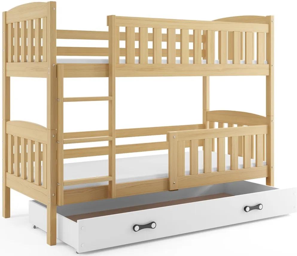 BMS Group Dětská patrová postel s úložným prostorem KUBUS borovice Velikost postele: 200x90 cm, Barva šuplíku: Bílá