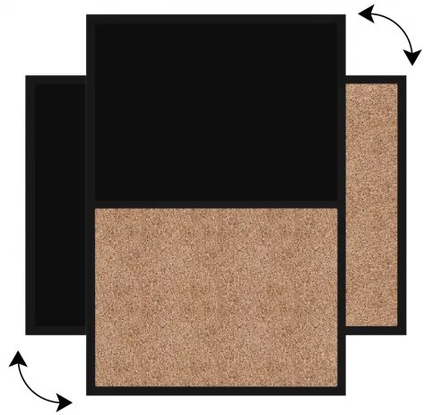 Tabule COMBI - korek a magnetická černá tabule 90x60cm s černým lakovaným dřevěným rámem, TMK96_0001