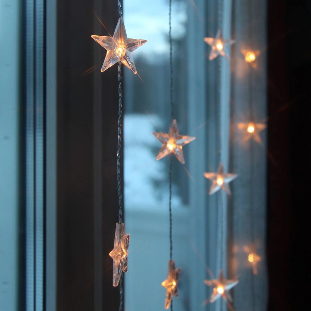 STAR TRADING Světelný řetěz s hvězdičkami Star Curtain 90 × 200 cm, čirá barva, plast