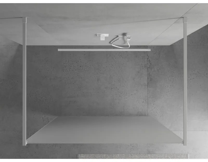 Mexen Kioto, průchozí sprchová zástěna 100 x 200 cm, 8mm sklo námraza, 2x bílá stabilizační rozpěra, 800-100-002-20-30