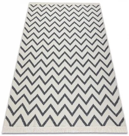 Koberec TWIN 23002 ZigZag, bavlna, oboustranný, Ekologické třásně - a