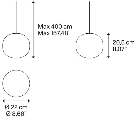 Lodes Volum 22, závěs z bílého foukaného skla, 1x25W E27, prům.22cm