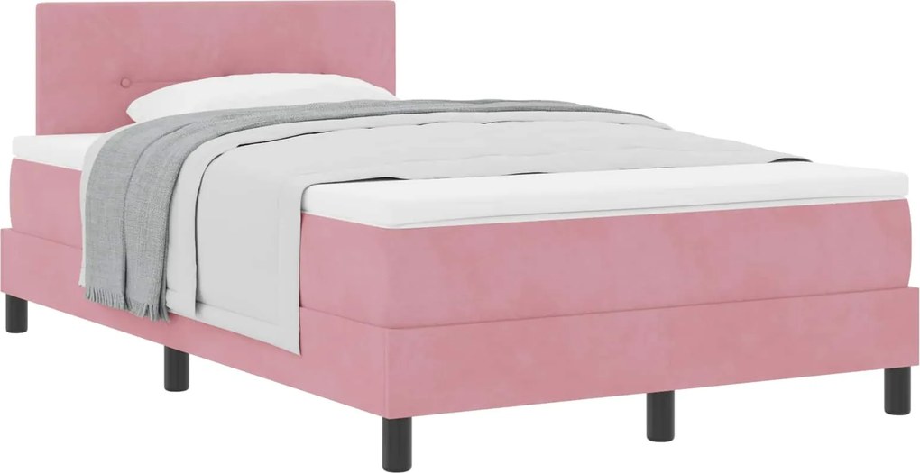 Postel s boxspringem s čelo Růžová 120 x 190 cm samet 3339163
