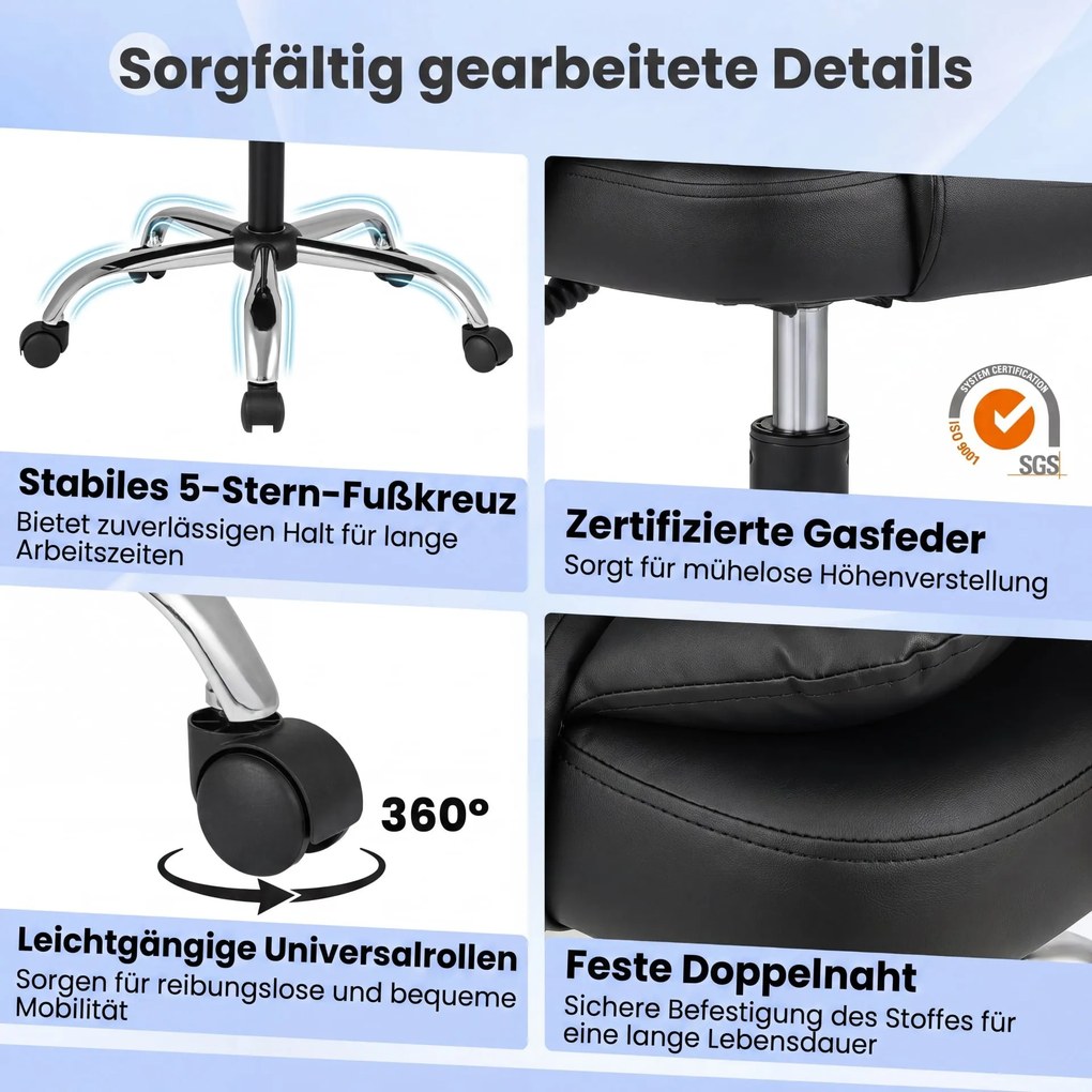 Costway Ergonomická manažerská židle s kolečky, nastavitelnou výškou – černý