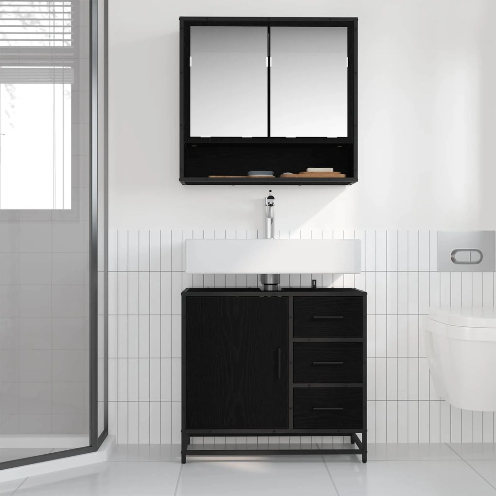 Sada koupelnového nábytku 2 ks Černý dub 65 x 33 x 60 cm 3402508