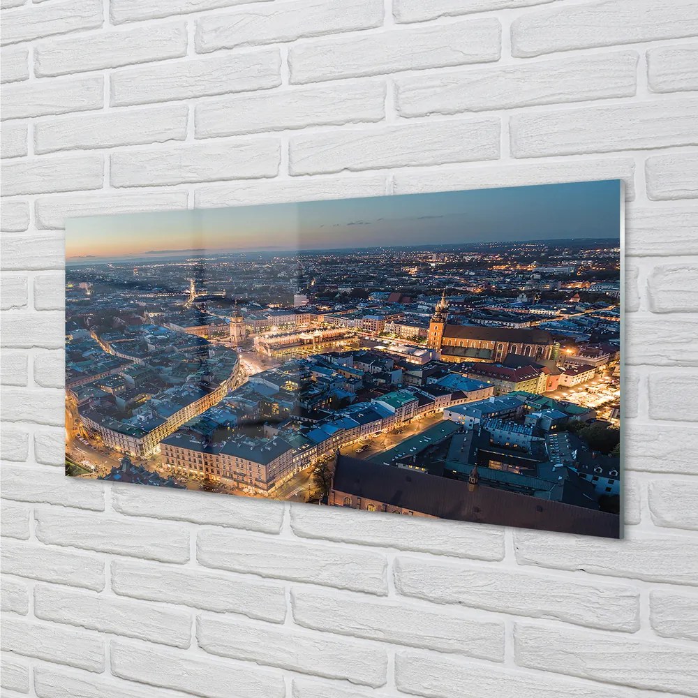 akrylový obraz Krakov noční panorama 125x50 cm
