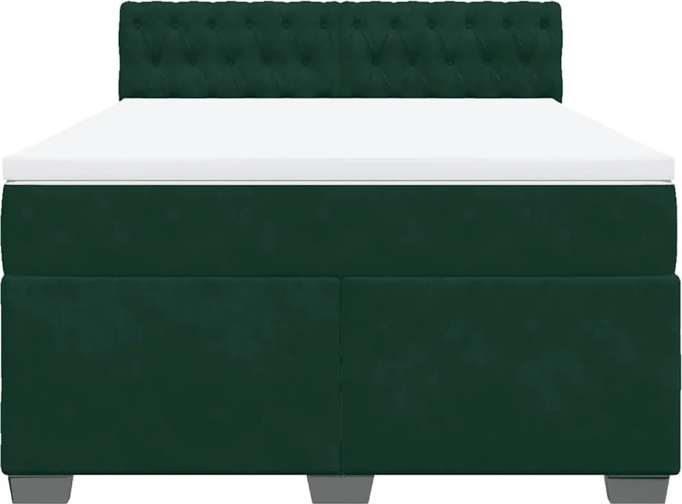 Box spring postel s matrací tmavě zelená 140x190 cm samet 3288615