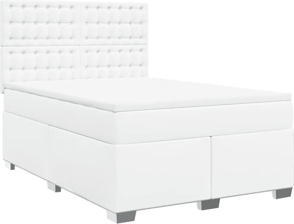Box spring postel s matrací bílá 160x200 cm umělá kůže 3293029