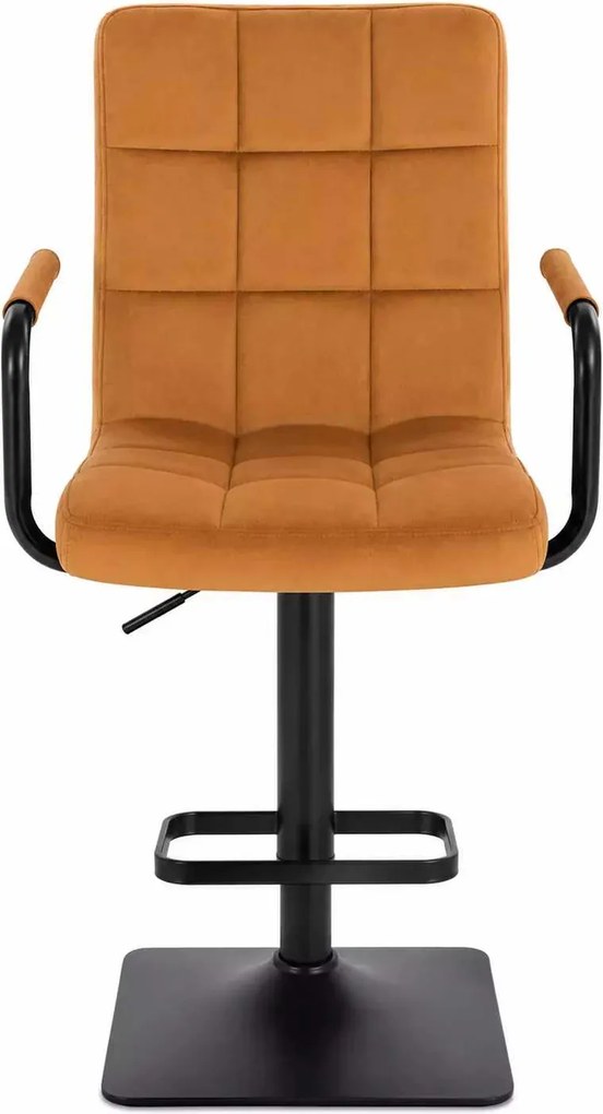 LuxuryForm DESIGN Barová židle VERONA BLACK VELUR na černé hranaté podstavě - medová