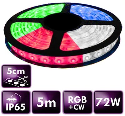 BERGE LED pásek - SMD 5050 - RGB+CW - 5 m - 60 LED/m - 14,4 W/m - IP65