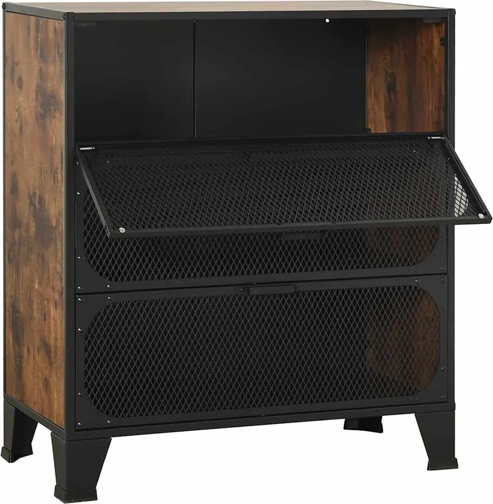 Úložná skříň rustikální hnědá 72 x 36 x 82 cm kov a MDF 335911