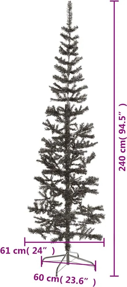 Úzký vánoční stromek černý 240 cm 329221