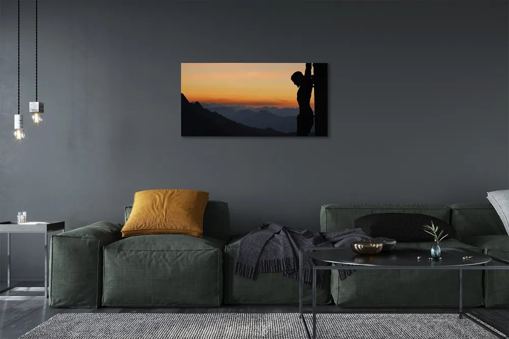 Obrazy na plátně Ježíš ukřižován slunce 140x70 cm