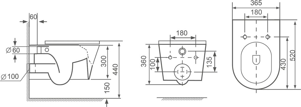 Sapho Sapho, PACO závěsná WC mísa, Rimless, 36x53cm, černá mat, PZ1012WRB