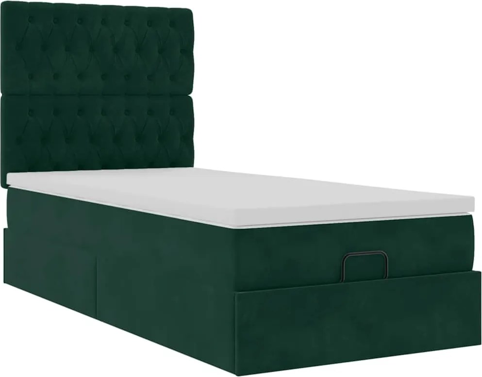 Osmanský rám postele s matracemi tmavě šedá 80x200cm samet 3313508