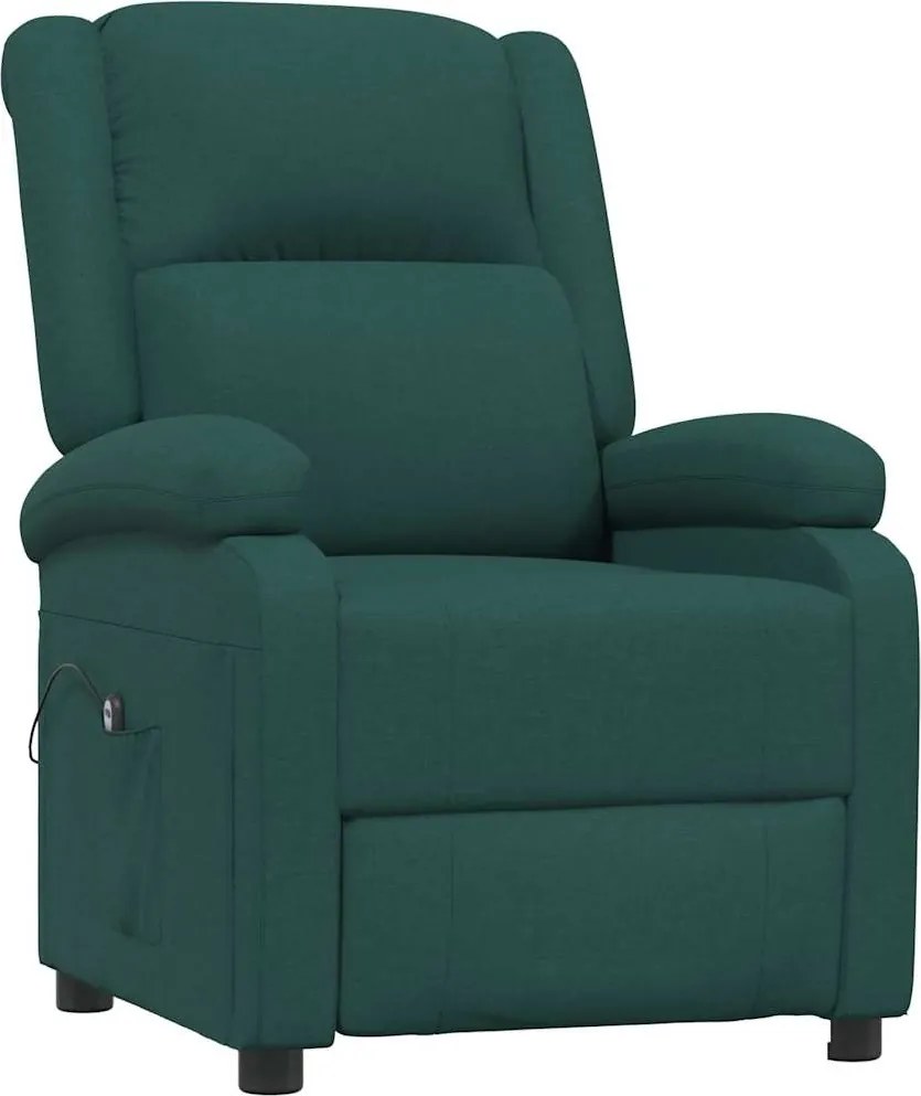 Elektrické polohovací křeslo tmavě zelené textil 3098358