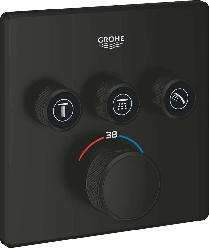 Grohe Grohtherm SmartControl - Termostatická baterie pod omítku, pro 3 spotřebiče, matná černá 291262430