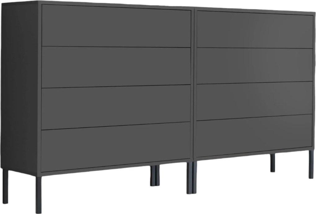 XXXLutz ŠIROKÁ KOMODA, antracitová, 158/86/33 cm MID.YOU - Komody na nožičkách - 001067001602