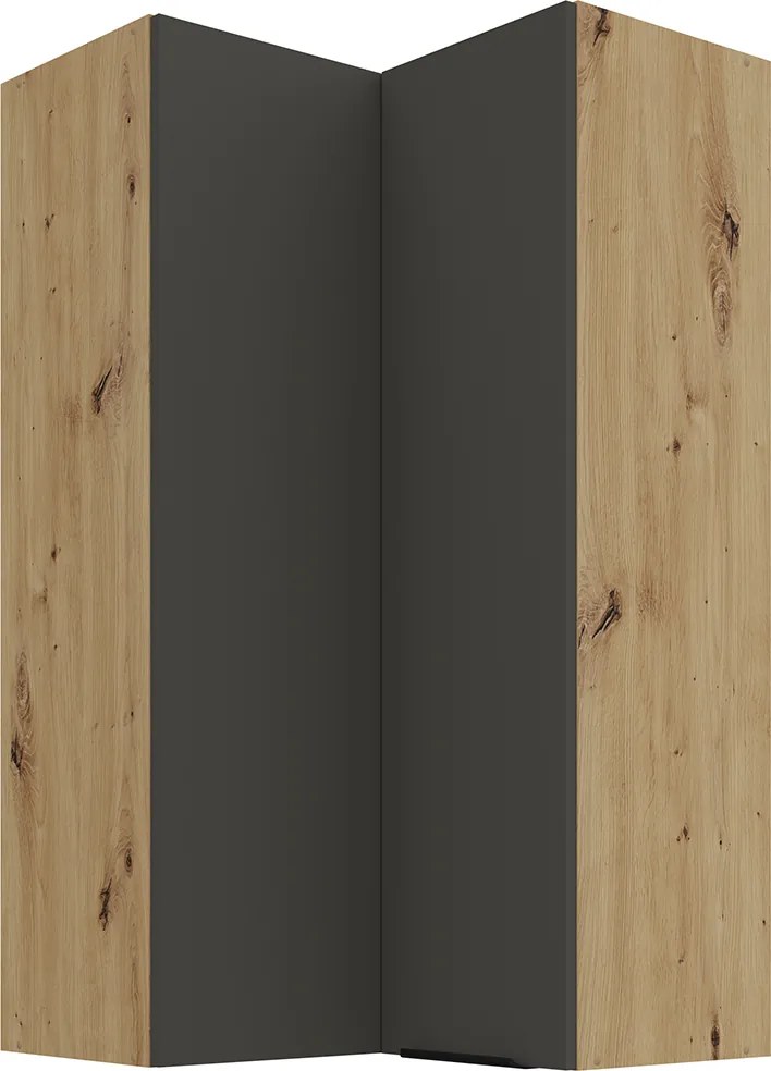 ARIA pa | horní kuchyňská skříňka 60x60 GN-108 2F (90°) rohová s policemi | EXTRA VYSOKÁ | 60x60 cm | artisan/šedá grafit