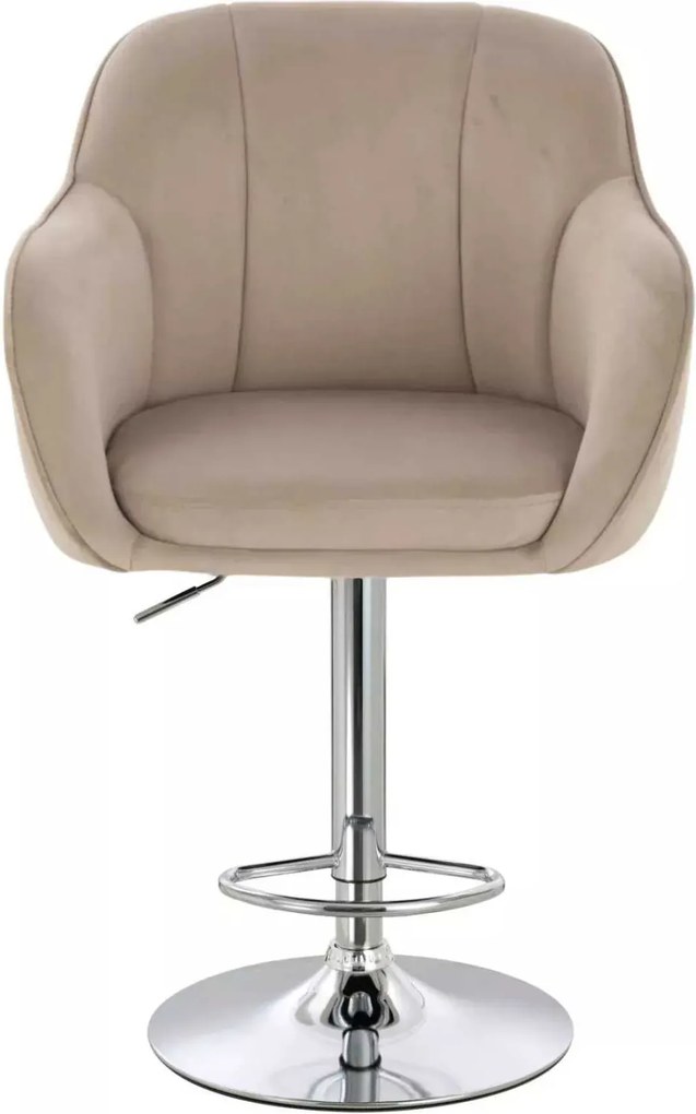 LuxuryForm DESIGN Barová židle AVOLA VELUR na stříbrné kulaté podstavě - latte