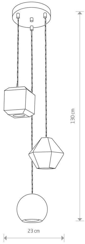 Závěsné světlo Geometric III z betonu, tři zdroje