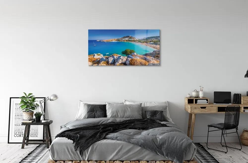 Obraz na skle Řecko pobřeží beach panorama 140x70 cm