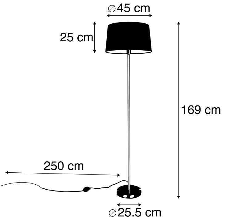 Moderní stojací lampa ocelová s tmavě béžovým stínítkem 45 cm - Simplo