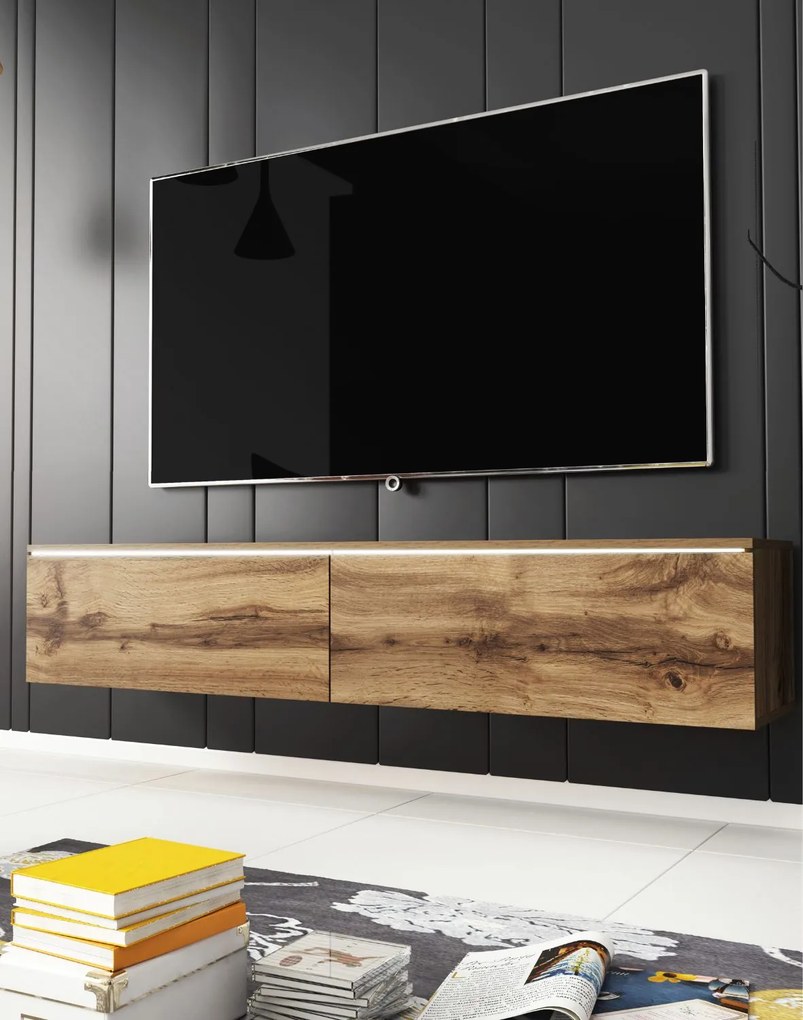 TV stolek 140 cm závěsný nebo stojící dub wotan Lowboard D