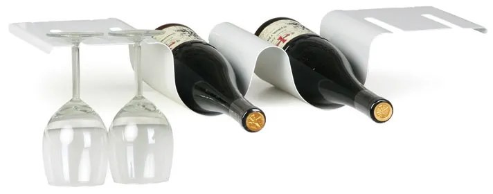 B2B Partner Kovová police na víno, 4x sklenice + 2x láhev
