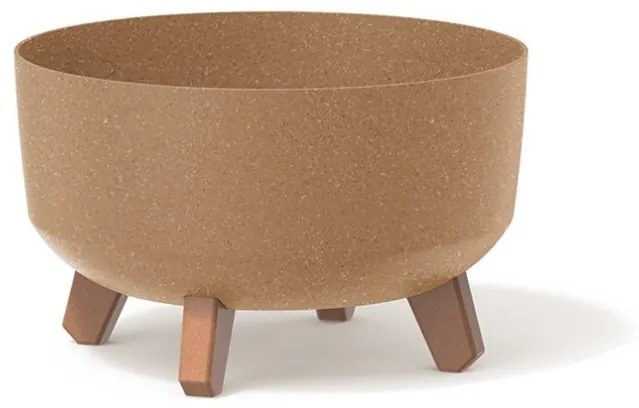 PROSPERPLAST Květináč - GRACIA LOW Eco Wood Průměr: 23,5 cm, Barva: kávová