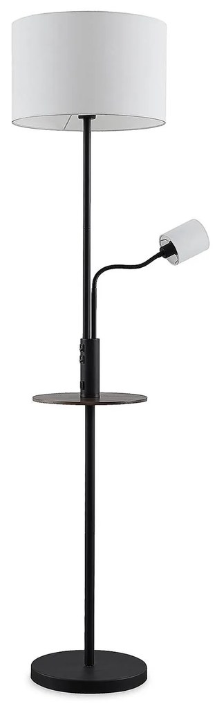 Lindby Aovan stojací lampa s policí a USB, černá