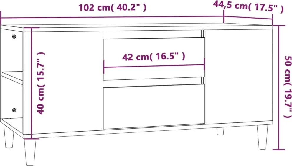 vidaXL TV skříňka 102x44,5x50 cm kompozitní dřevo [819602] Barva: bílá s vysokým leskem