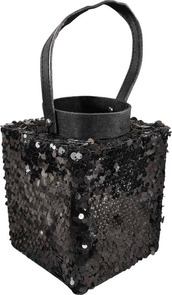 Lucerna s flitry LOFTY GLAM 27 cm, černá