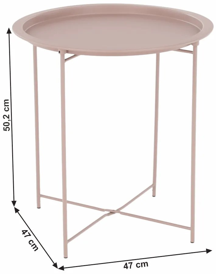 Kondela Příruční stolek s odnímatelným tácem, nude růžová, RENDER