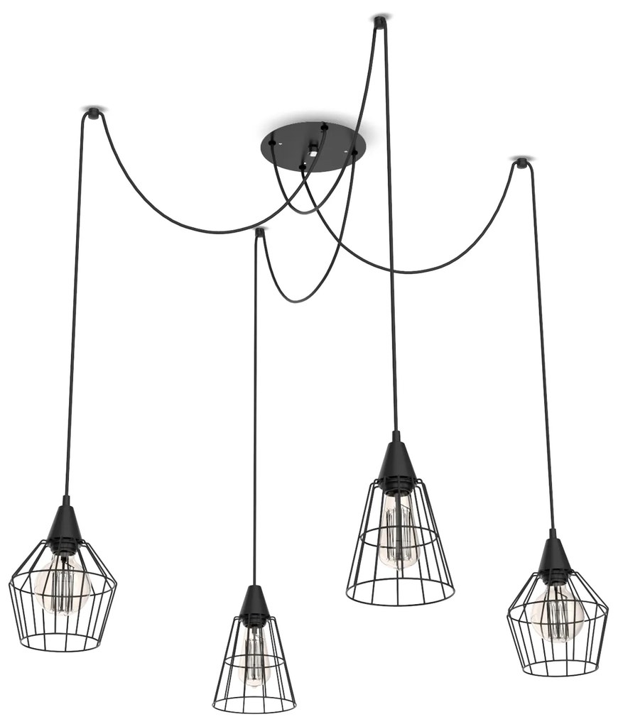 Light for home - Závěsné stropní svítidlo 40577 "MATRIX", 4x60W, E27, Černá