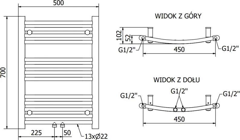 Mexen Ares, elektrické topné těleso 700 x 500 mm, 300 W, zlatá lesklá, W102-0700-500-2300-50