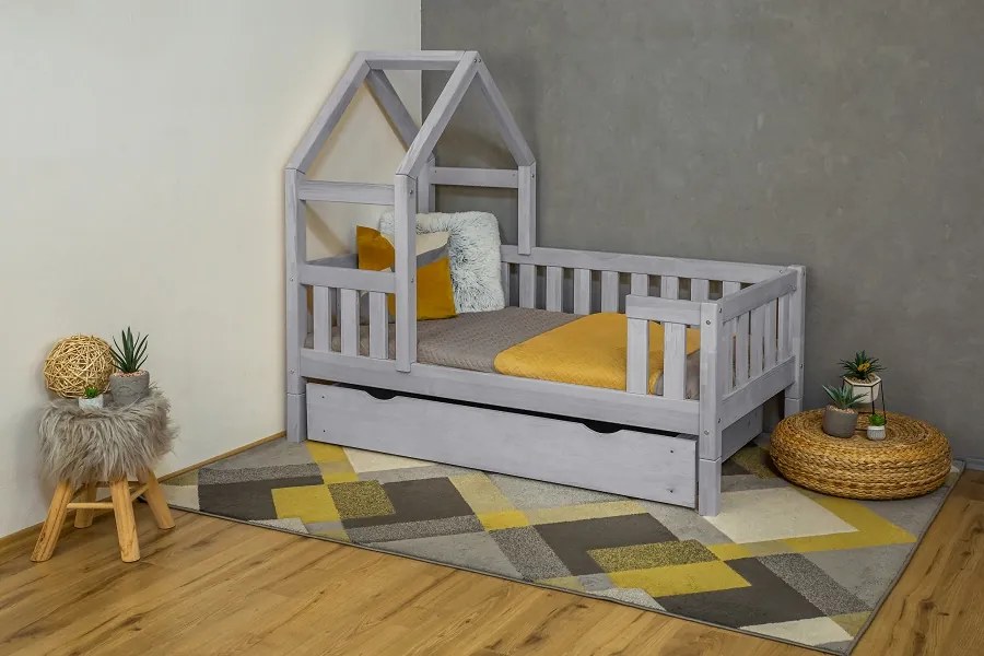 MAXIDO Dětská postel domeček Zara s přistýlkou 200x90 šedá